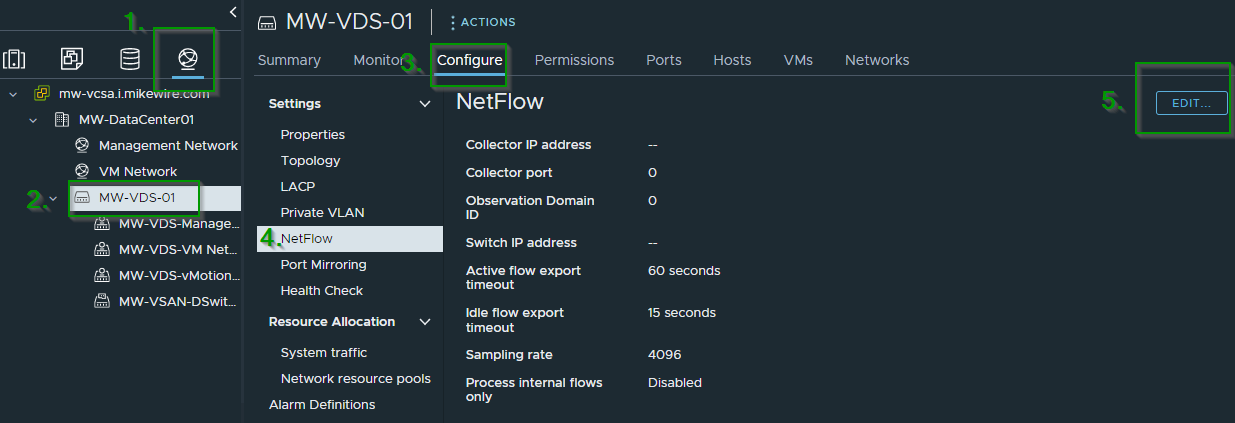 Vmware Vsphere Virtual Distributed Switch And Vds Enabling Netflow 9642
